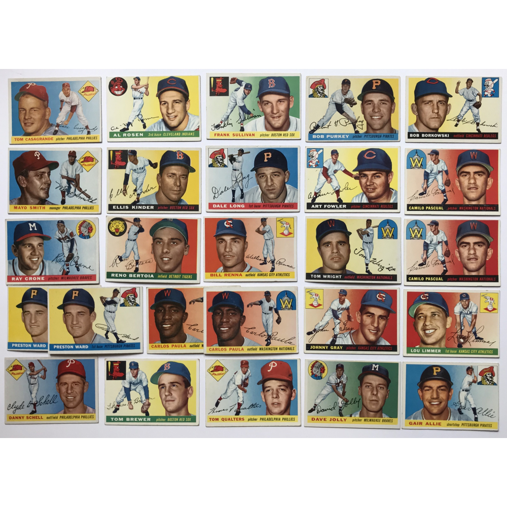 Lot of (26) 1955 Topps Baseball Cards with Frank Sullivan #106, Al ...