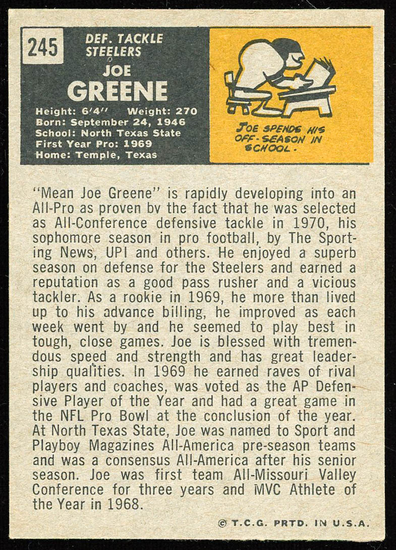Joe Greene 1971 Topps #245 RC | Pristine Auction