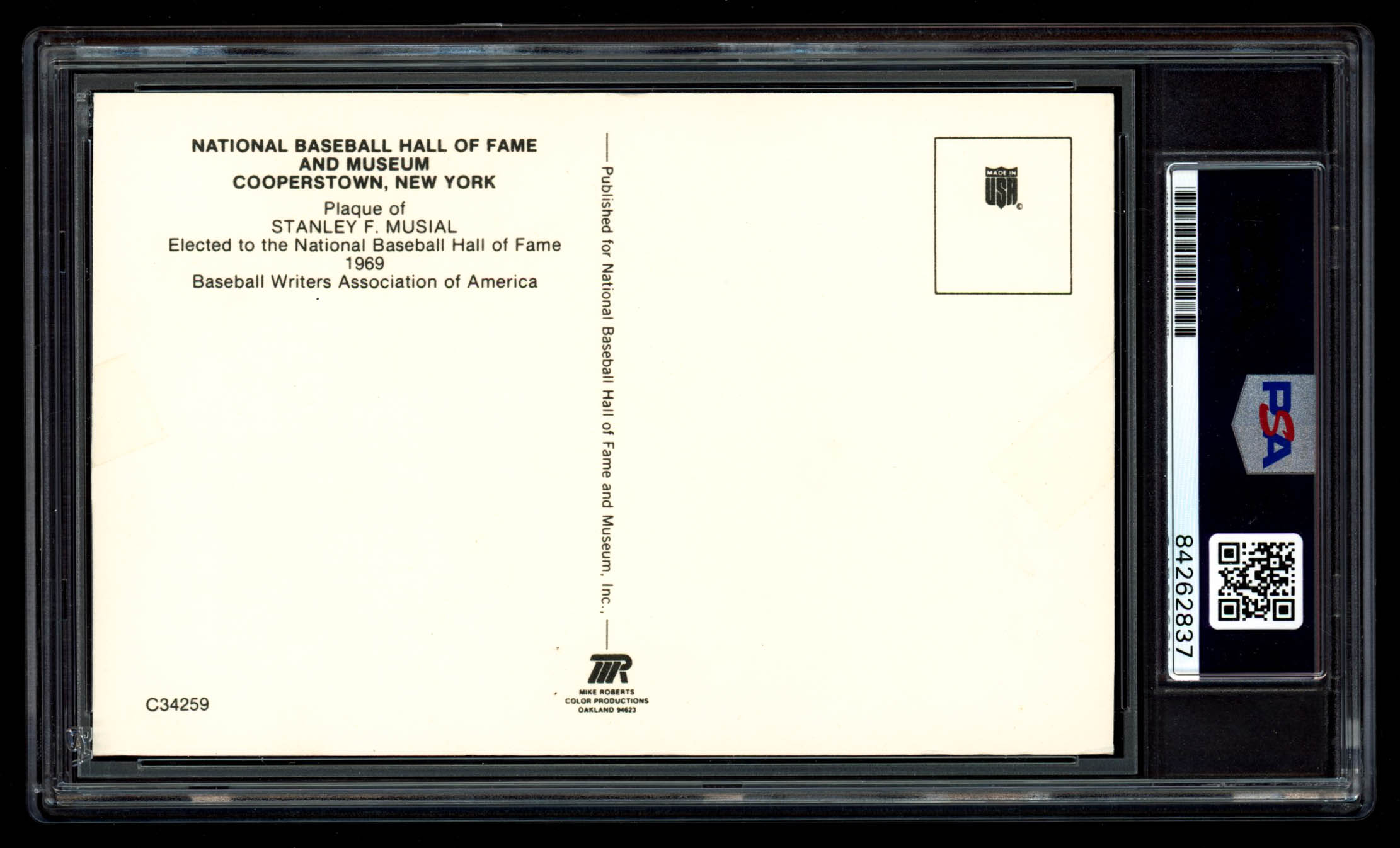 Stan Musial Signed Gold Hall of Fame Plaque Postcard (PSA Encapsulated ...