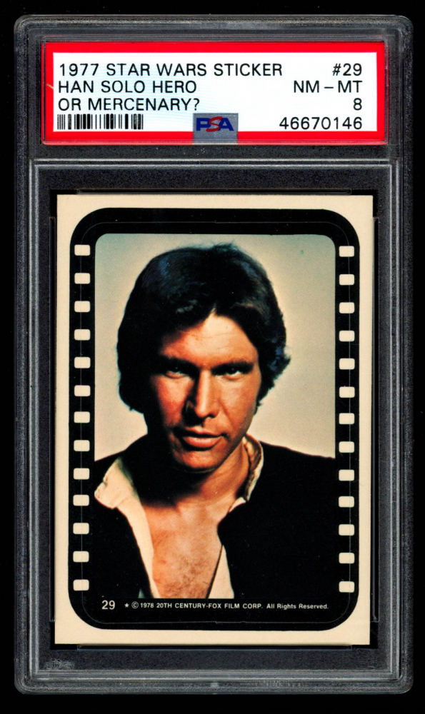 Han Solo 1977 Star Wars Stickers #29 Hero Or Mercenary? (PSA 8 ...