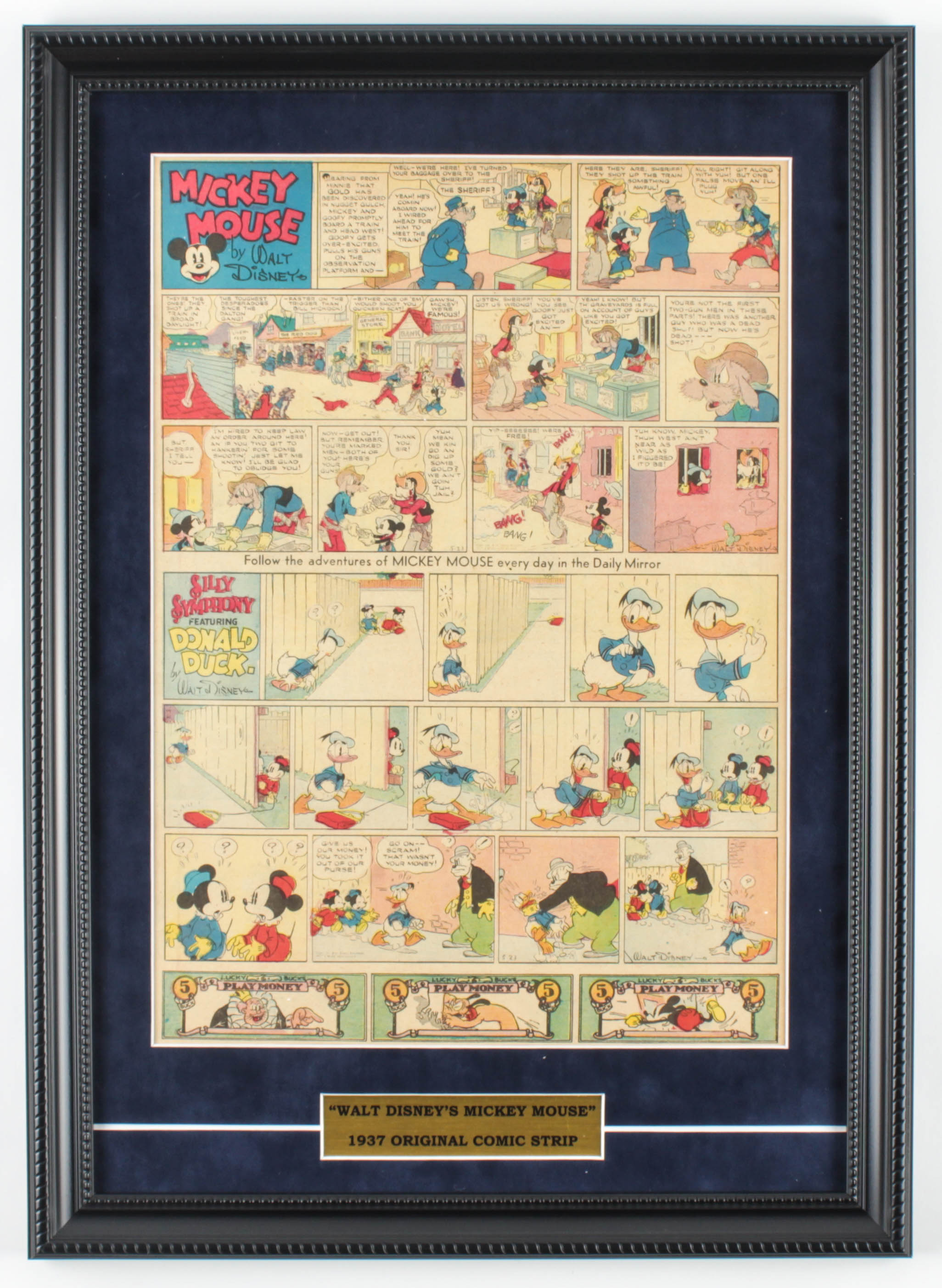 1935 Original Disney "Mickey Mouse" Comic Strip 14.5x20 Custom Framed ...
