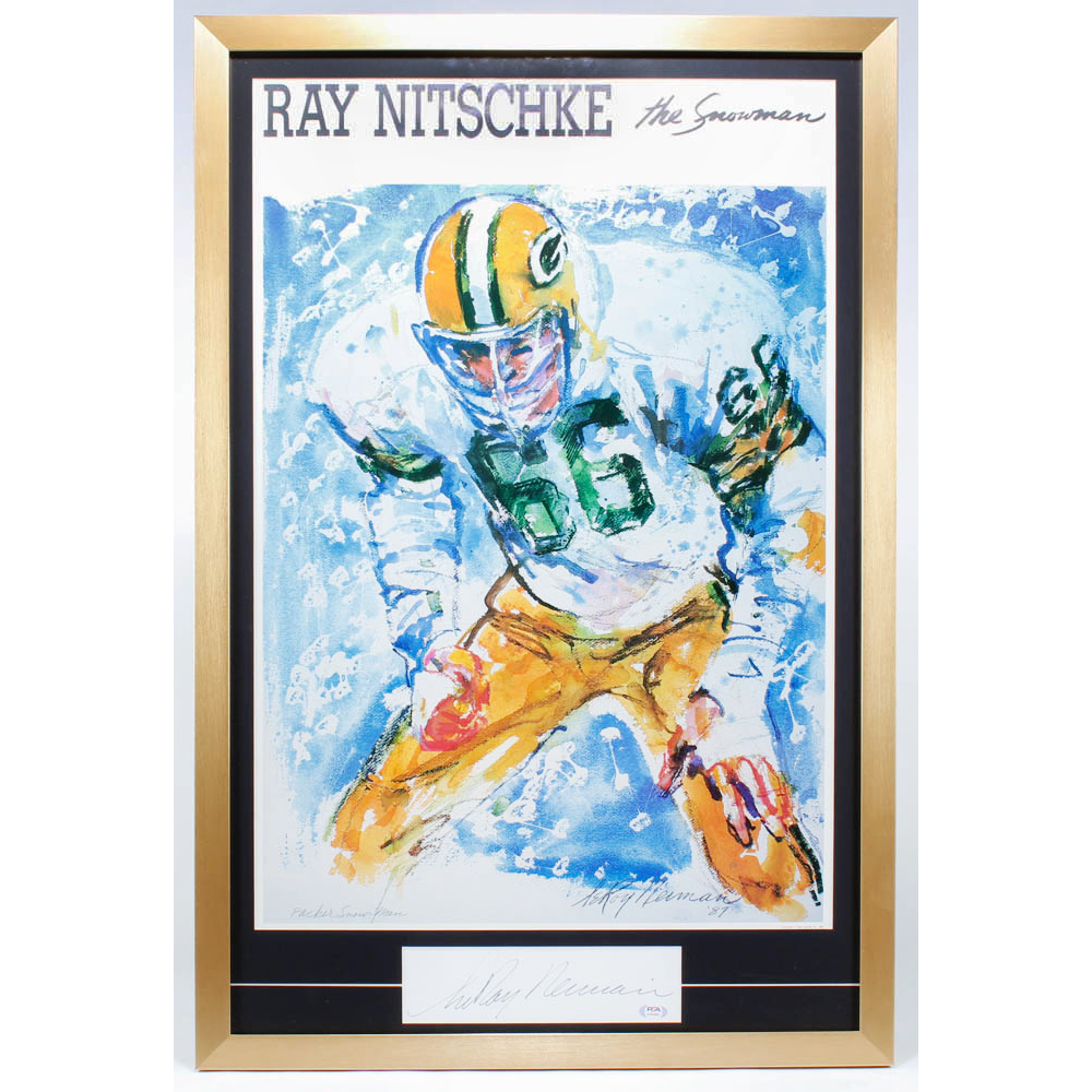 LeRoy Neiman Signed "Ray Nitschke" 24x36 Custom Framed Cut Display with ...