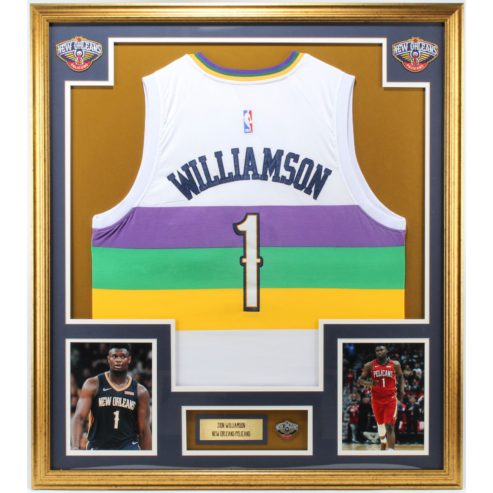 Zion Williamson 33x37 Custom Framed Jersey Display With Pin Pristine