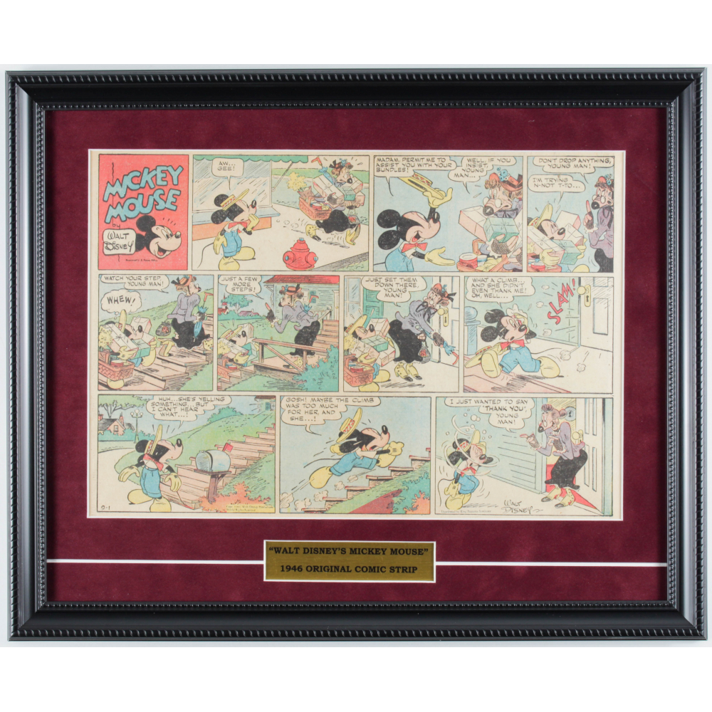1935 Original Disney "Mickey Mouse" Comic Strip 15.5x19 Custom Framed ...
