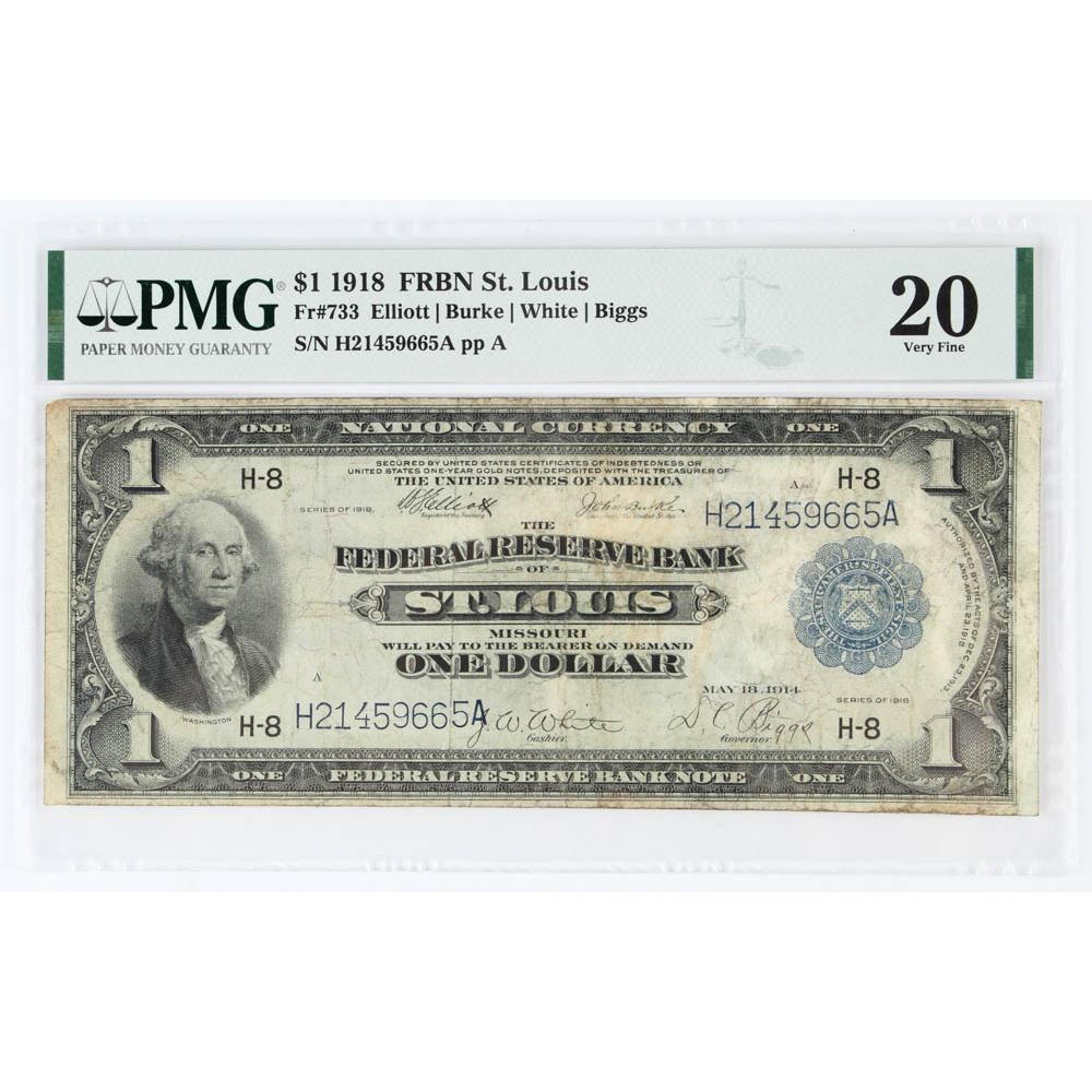 1918 $1 One-Dollar U.S. National Currency Large-Size Bank Note - The ...