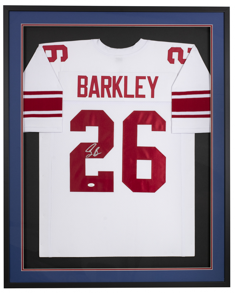 Saquon Barkley Signed 31x36 Custom Framed Jersey (JSA COA) | Pristine Auction