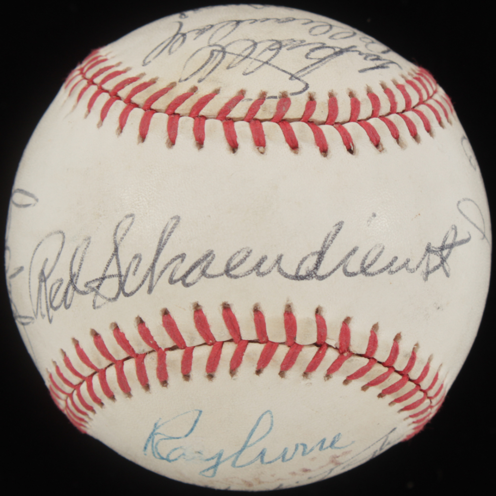 1957 Braves OAL Baseball Team-Signed by (15) with Hank Aaron, Eddie ...