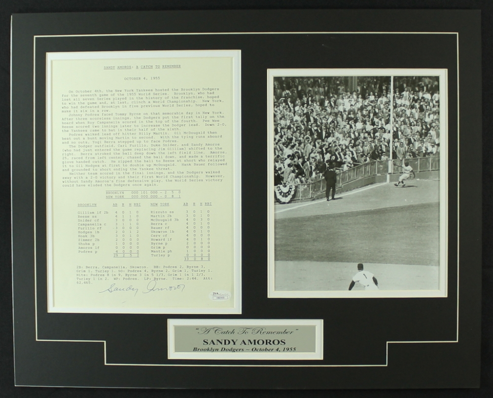 Sandy Amoros Signed Dodgers 16x20 Custom Matted Photo Display (JSA COA ...