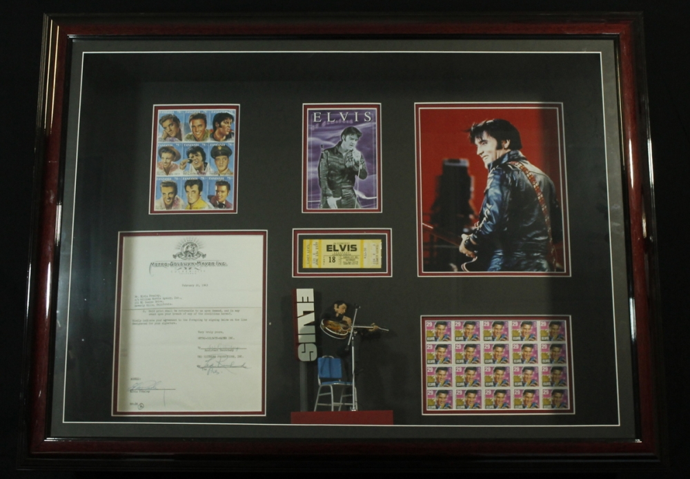 Elvis Presley Signed MGM Inc Contract In Custom 24x32 Shadow Box With ...