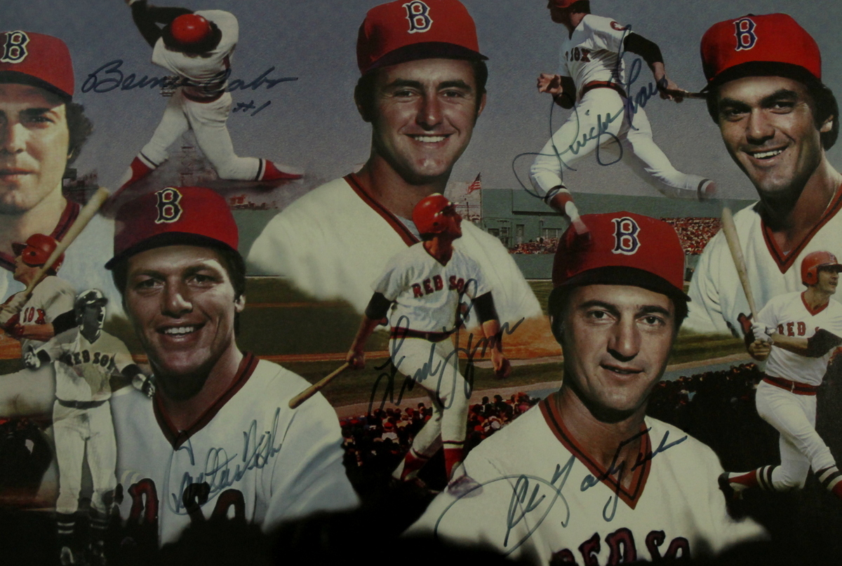 1975 World Series Signed 22x34 Red Sox Custom Framed Display Including ...
