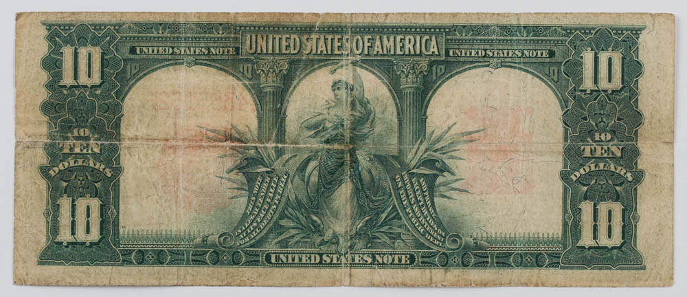 1901 'Bison' $10 Ten-Dollar Red Seal U.S. Legal Tender Large-Size Bank ...