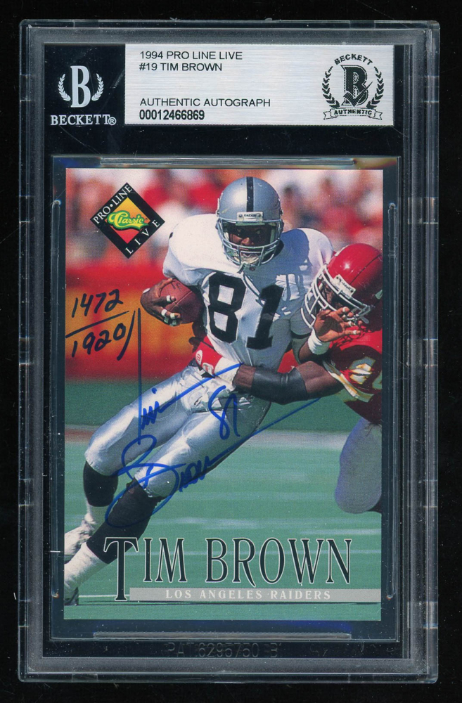 Tim Brown 1994 Pro Line Live Autographs #19 (BGS Encapsulated ...