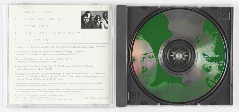 Dave Matthews Signed Dave Matthews Band "Recently" CD Cover (Beckett ...