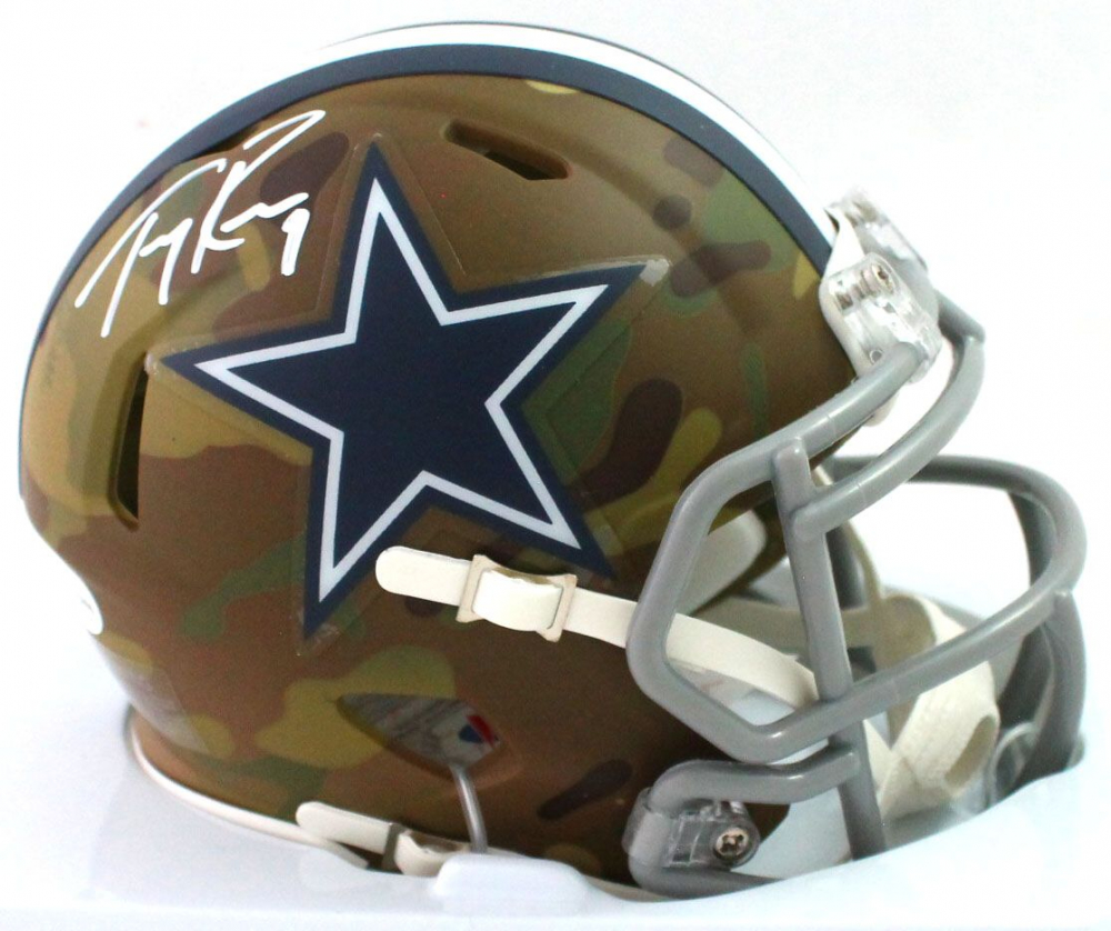 Tony Romo Signed Cowboys Camo Alternate Speed Mini-Helmet (Beckett ...