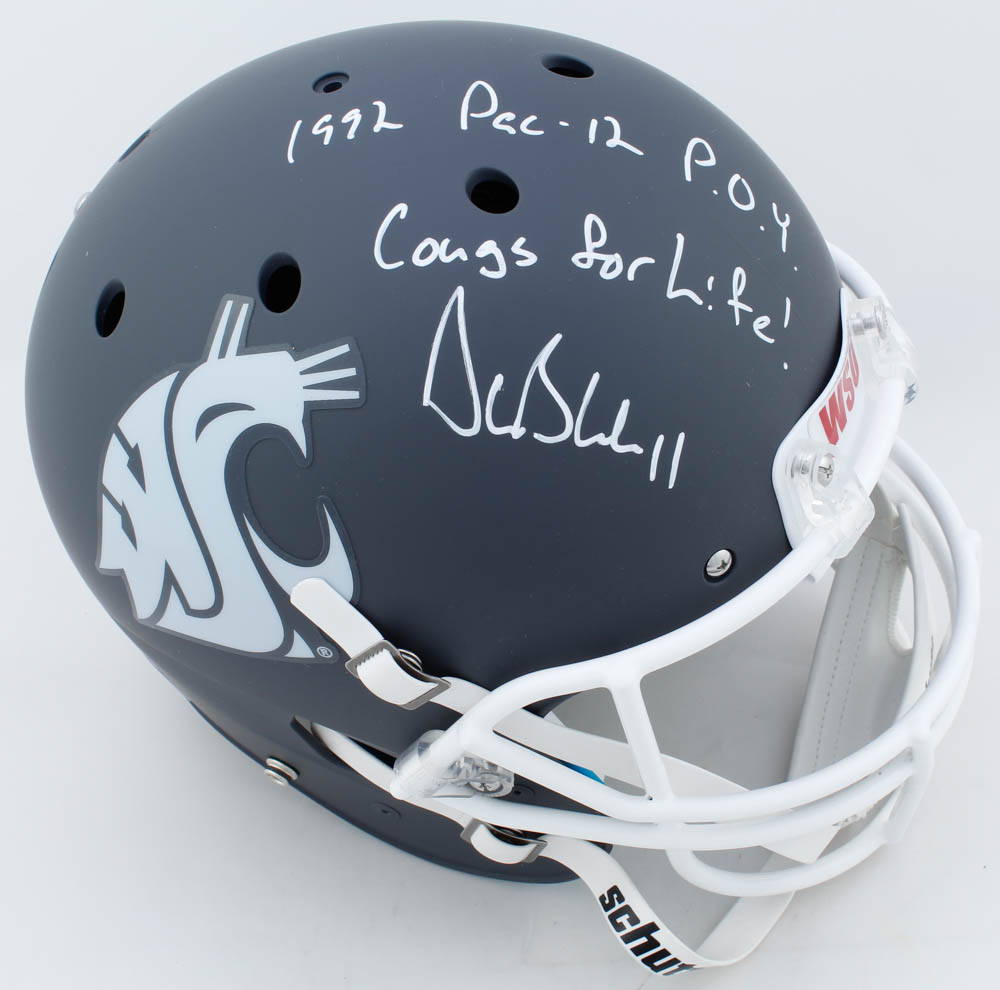 Drew Bledsoe Signed Washington Cougars Full-Size Matte Blue Helmet ...