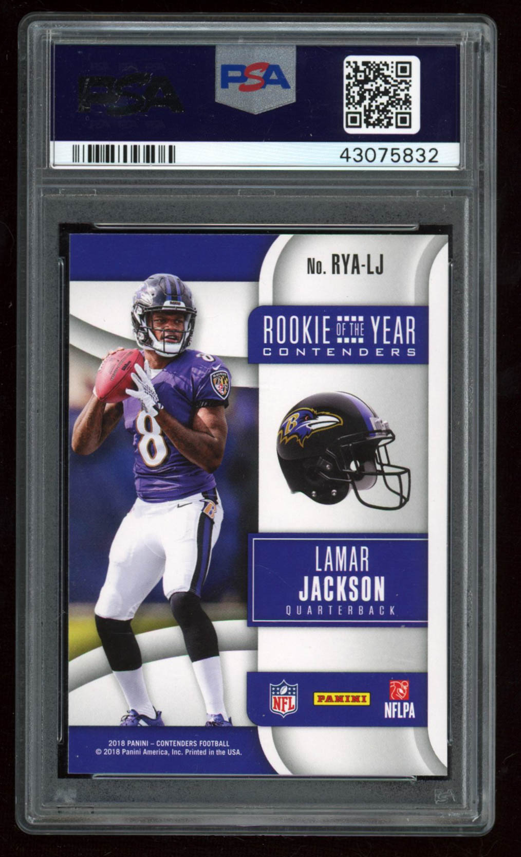 Lamar Jackson 2018 Panini Contenders Rookie of the Year Contenders #11 ...