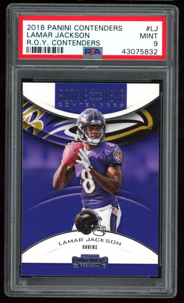 Lamar Jackson 2018 Panini Contenders Rookie of the Year Contenders #11 ...