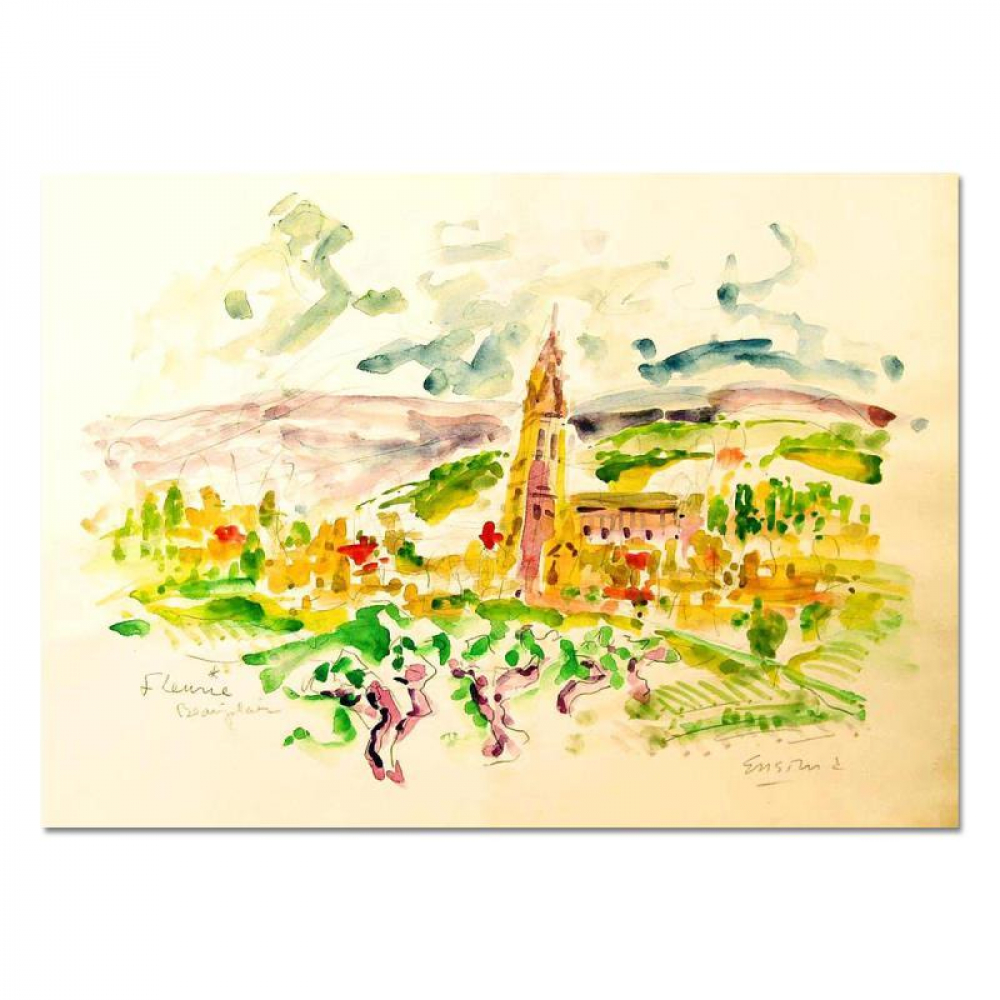 Wayne Ensrud Signed "Village of Fleurie, Beaujolais, France" 23x29 ...