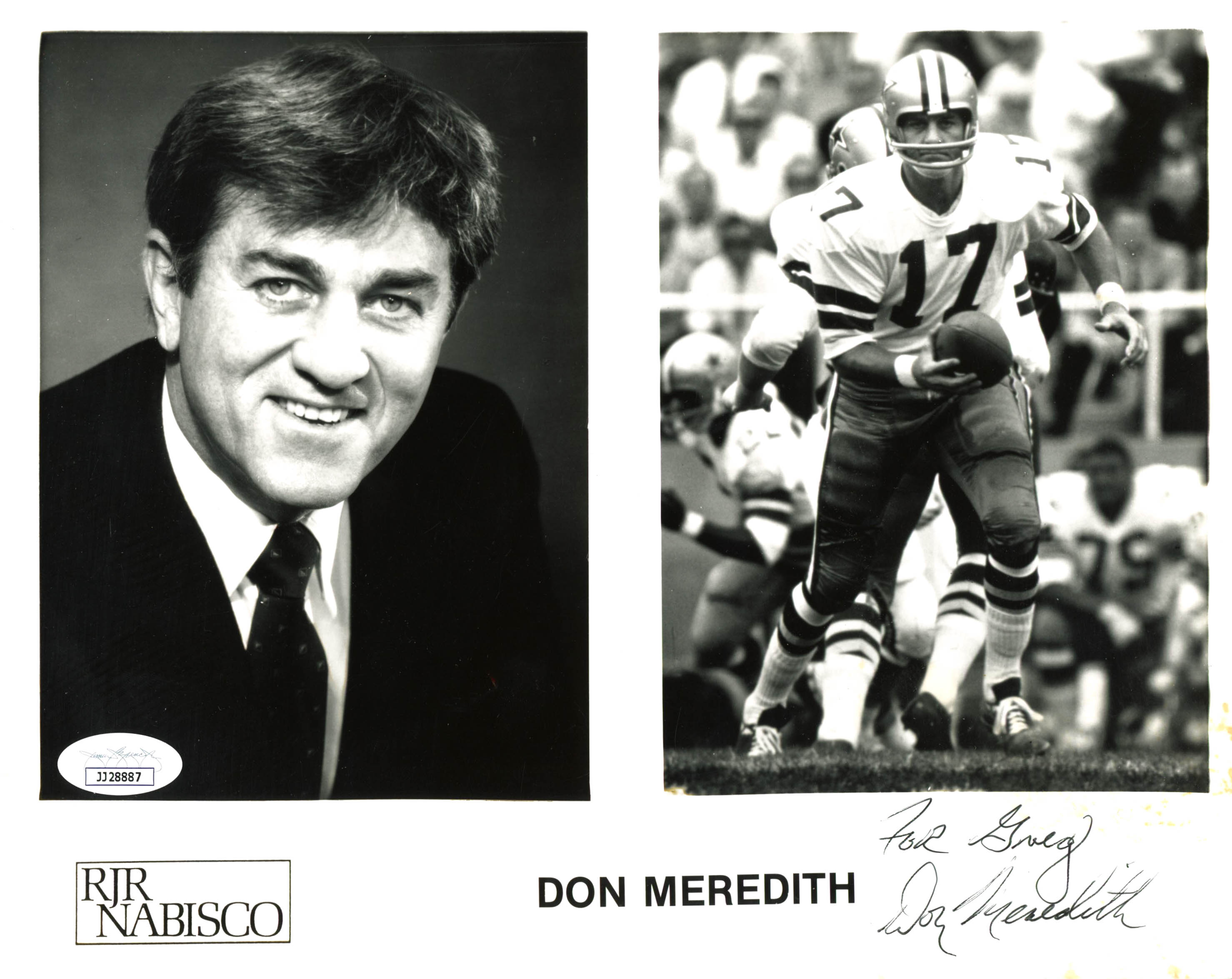 Don Meredith Signed Cowboys 8x10 Photo (JSA Hologram) | Pristine Auction