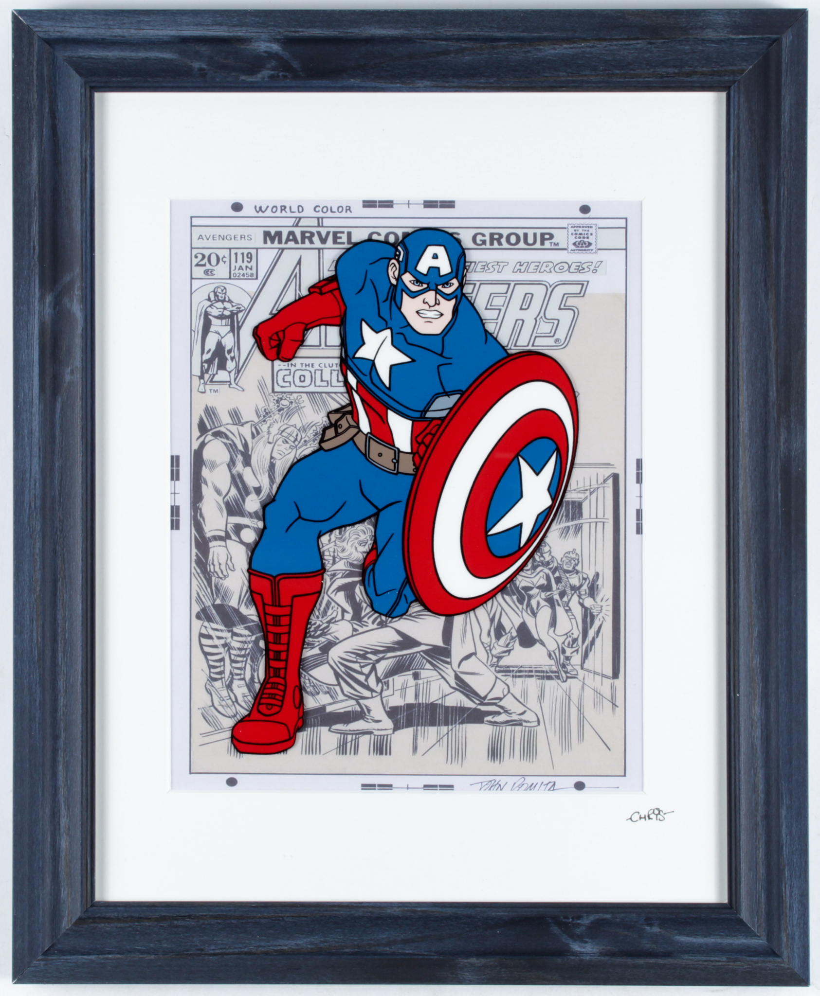 Captain America 13x15 Custom Framed Hand-Painted Animation Cel Display ...