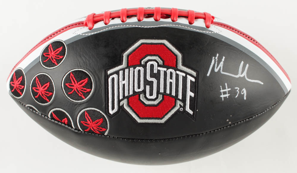 Malik Harrison Signed Ohio State Buckeyes Logo Football (TSE COA ...