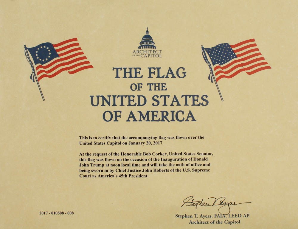 American Flag Flown Over the Capitol on Inauguration Day of Donald ...