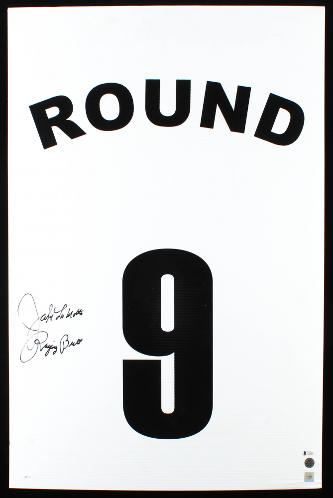 Jake LaMotta Signed Boxing Ring Card Inscribed "Raging Bull" (Beckett ...