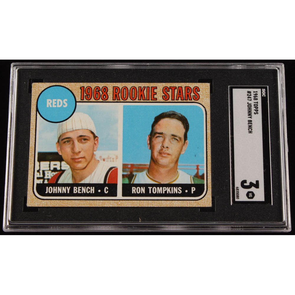 Johnny Bench / Ron Tompkins 1968 Topps #247 Rookie Stars RC (SGC 3 ...