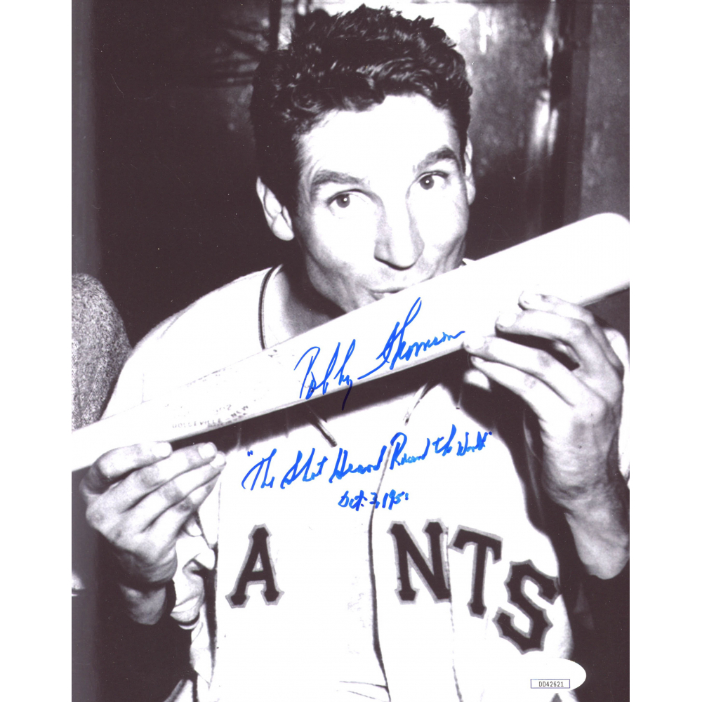 Bobby Thomson Signed Giants 8x10 Photo Inscribed "The Shot Heard Round ...