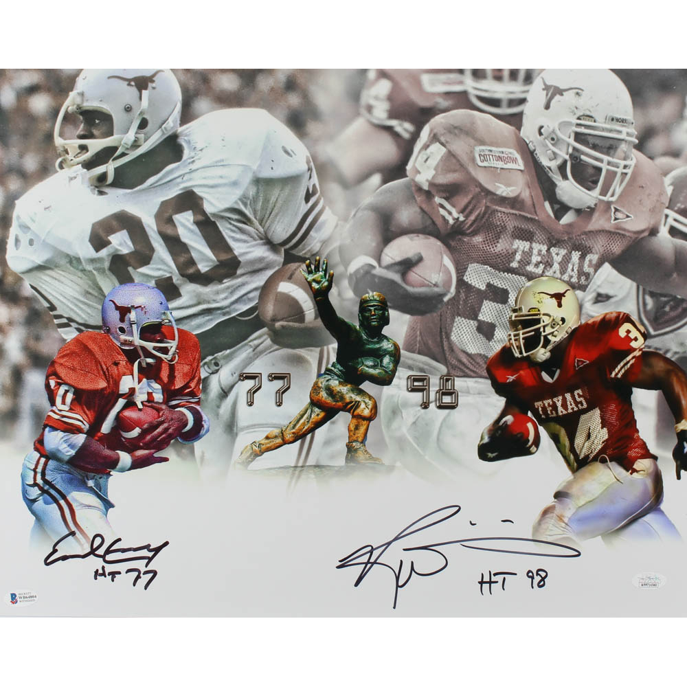 Earl Campbell & Ricky Williams Signed Heisman Trophy 16x20 Photo ...