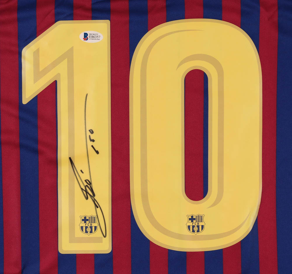Lionel Messi Signed FC Barcelona Jersey Inscribed "Leo" (Beckett COA ...