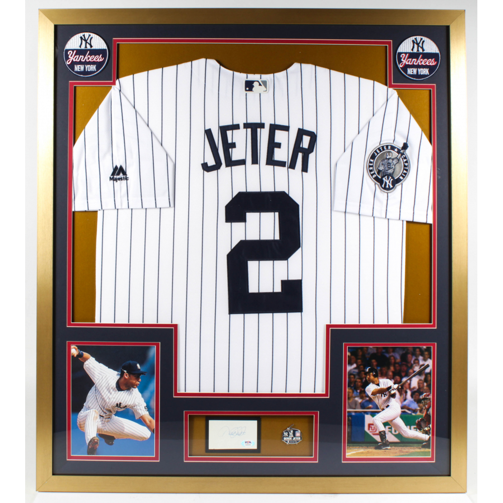 Derek Jeter Signed Yankees 33x36 Custom Framed Cut Display with 2020 ...