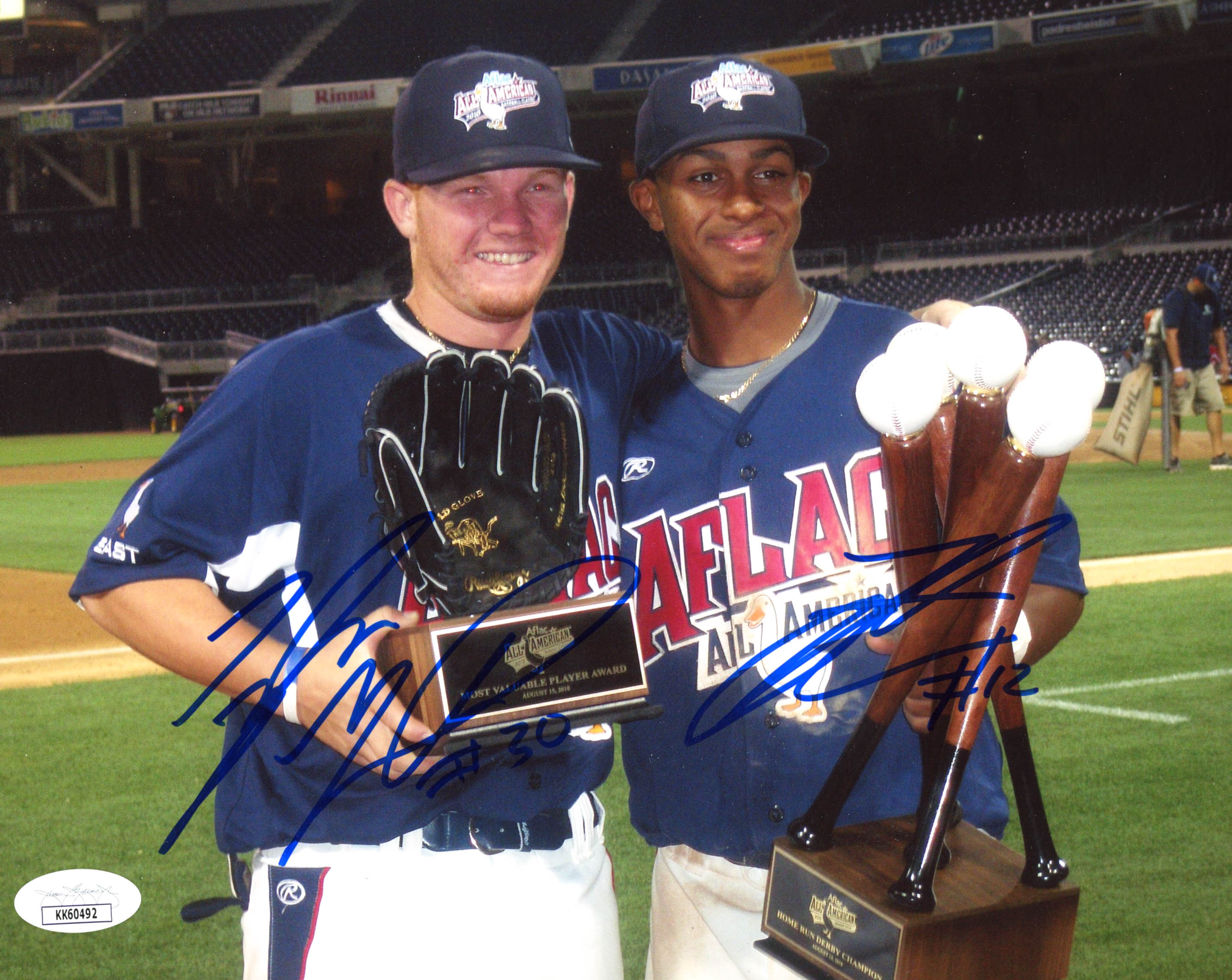 Tyler Marlette & Francisco Lindor Signed Aflac All-American Baseball ...
