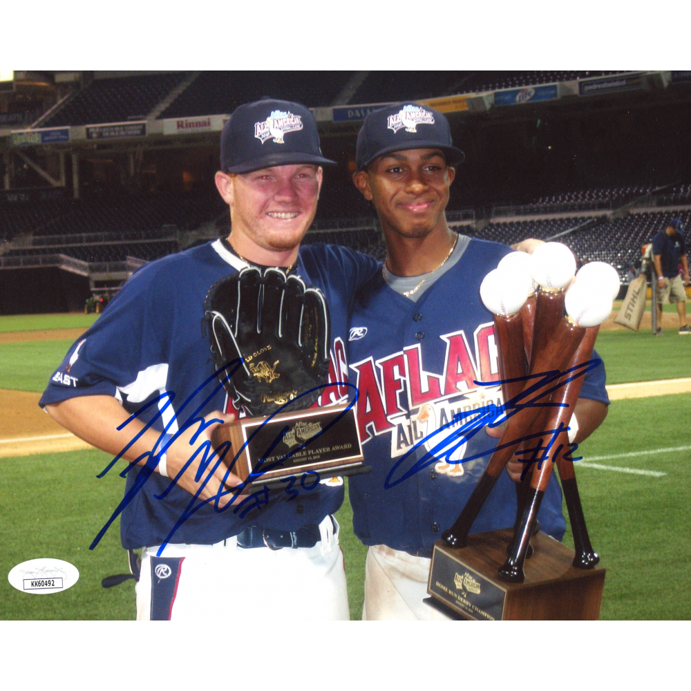 Tyler Marlette & Francisco Lindor Signed Aflac All-American Baseball ...