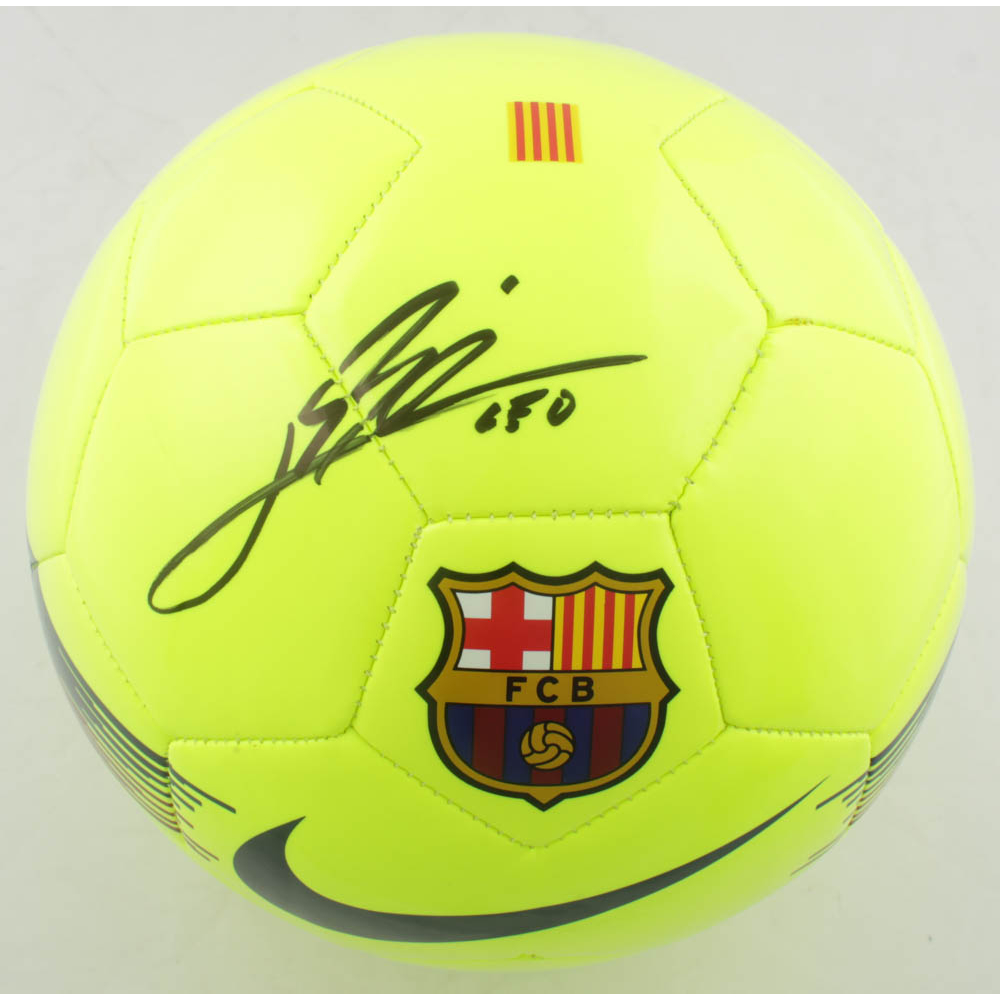 Lionel Messi Signed FC Barcelona Soccer Ball Inscribed "Leo" (Beckett ...