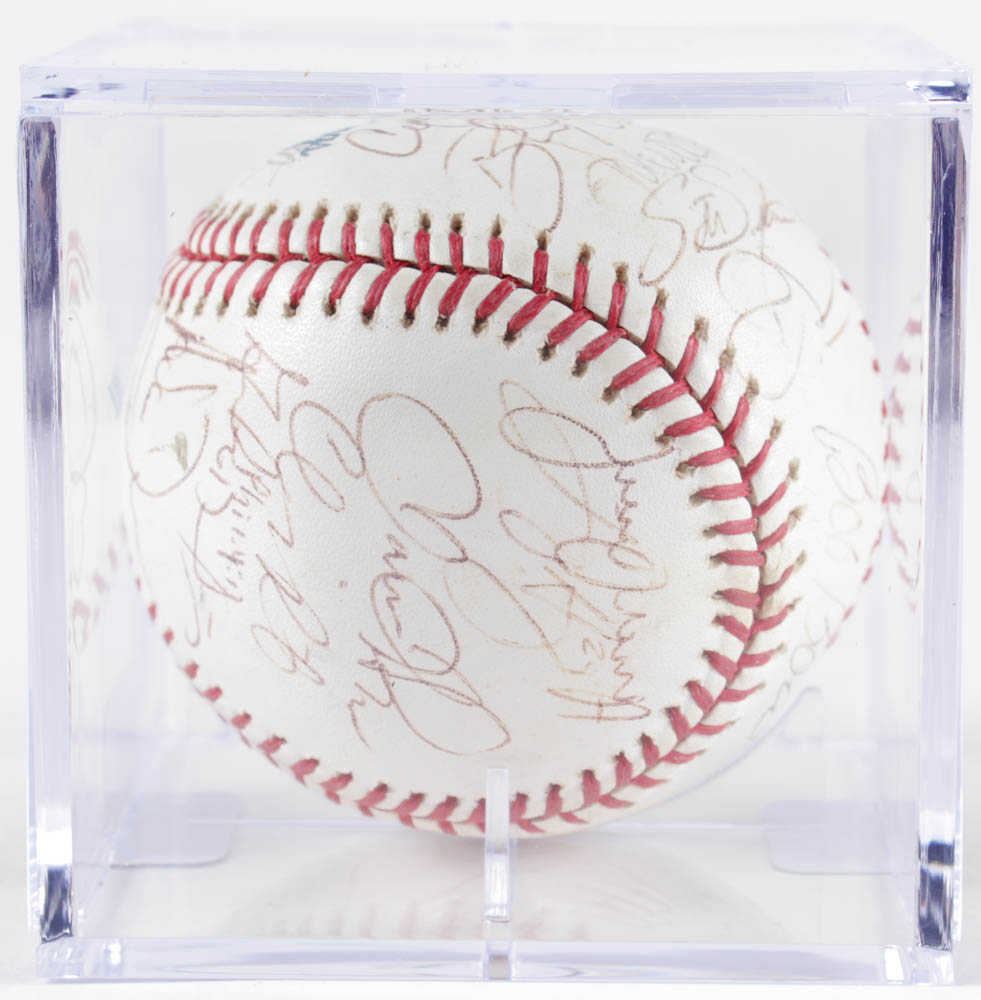 2002 Reds OML Baseball Team-Signed by (25) With Bob Boone, Aaron Boone ...