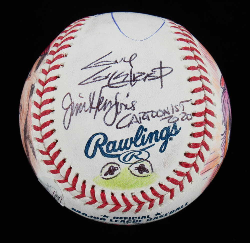 Barry Larkin & Guy Gilchrist Signed OML Reds Art Baseball Inscribed ...