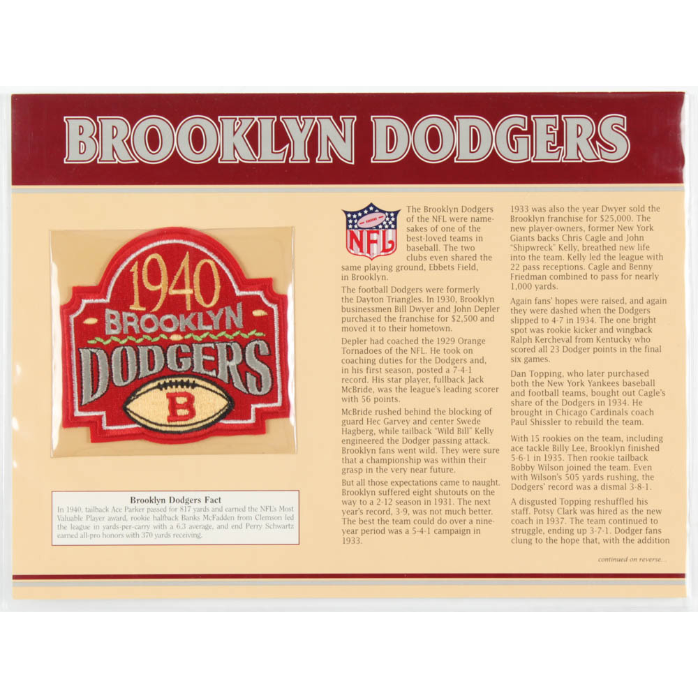 1940 Brooklyn Dodgers 9.5x12 Photo Display with Patch | Pristine Auction