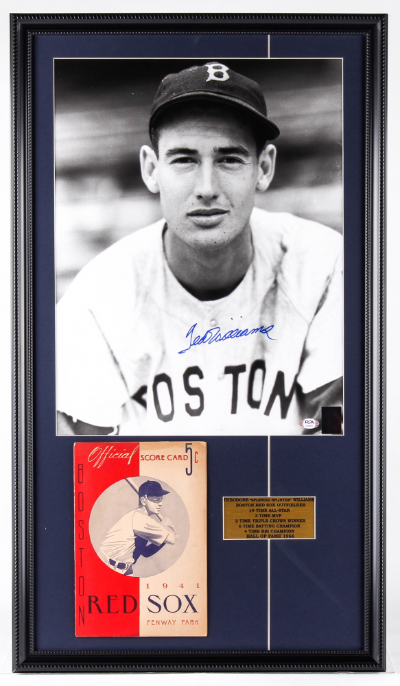 Ted Williams Signed Red Sox 19x33 Custom Framed Photo Display with ...