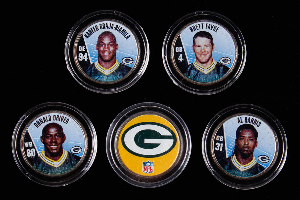 Complete Set of (5) Green Bay Packers NFL Colorized Commemorative ...