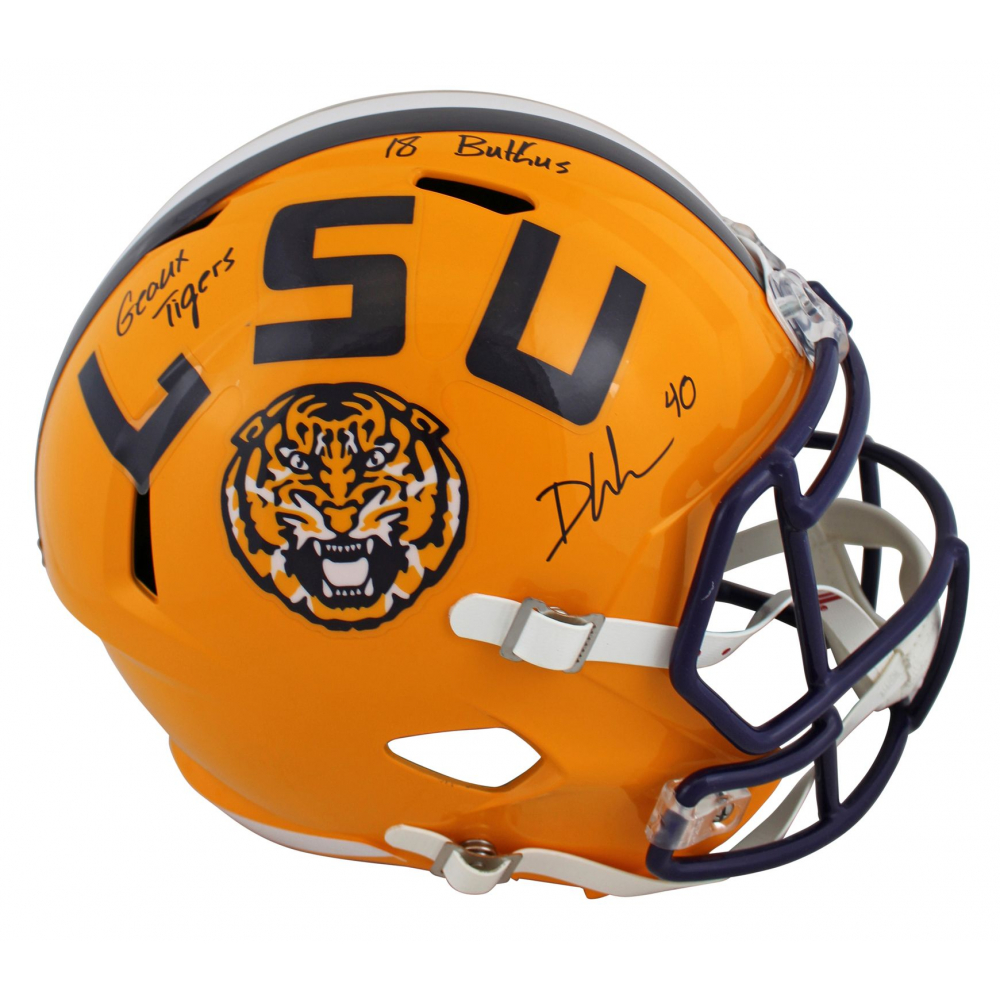 Devin White Signed LSU Tigers Full-Size Speed Helmet Inscribed "Geaux ...