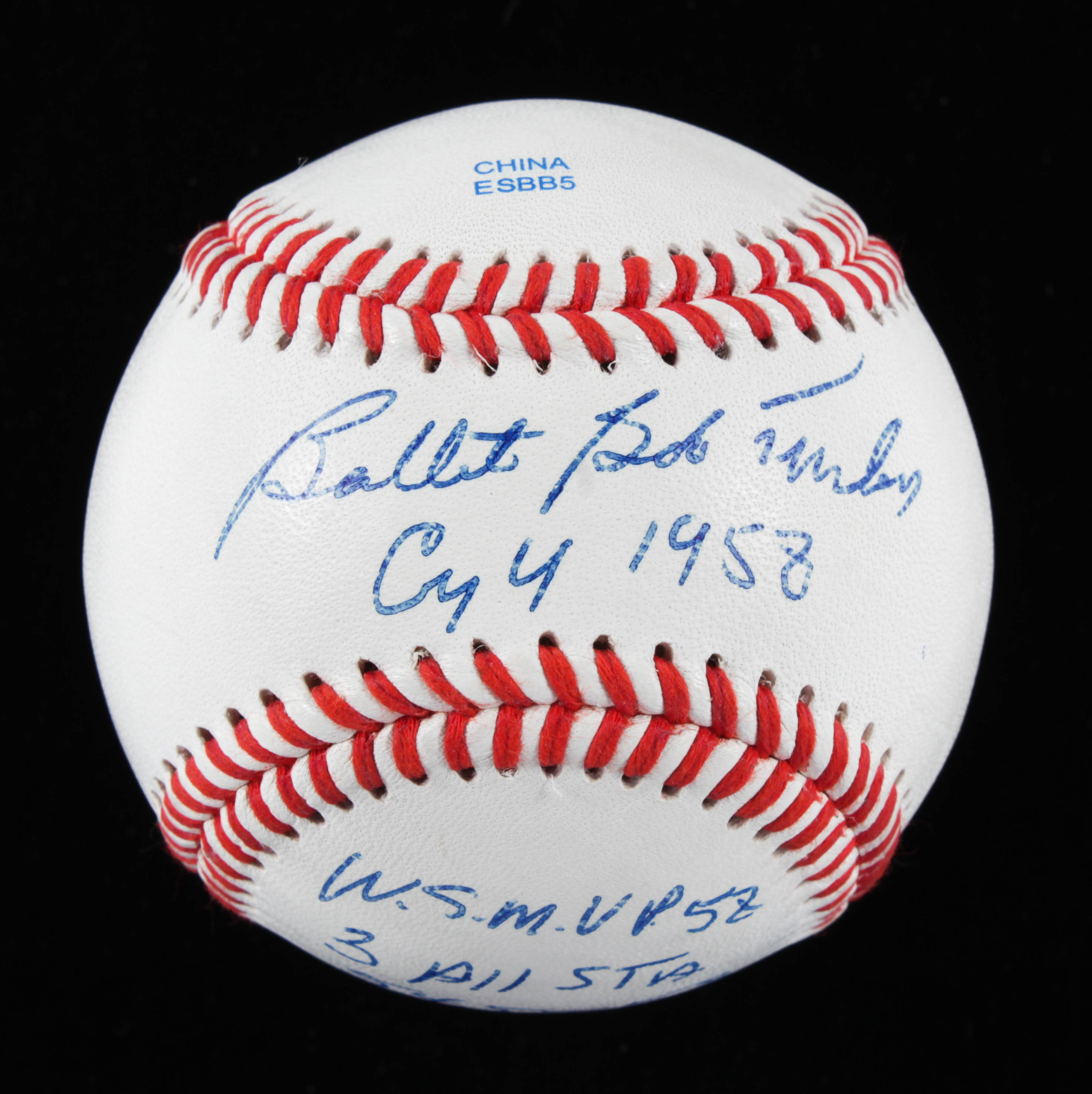Bob Turley Signed Official League Baseball with Multiple Inscriptions ...