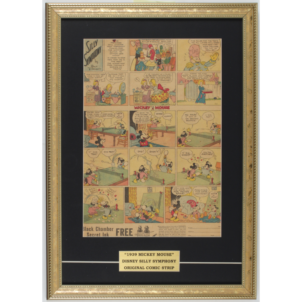 1939 Original Disney "Mickey Mouse" Comic Strip 15x21 Custom Framed ...