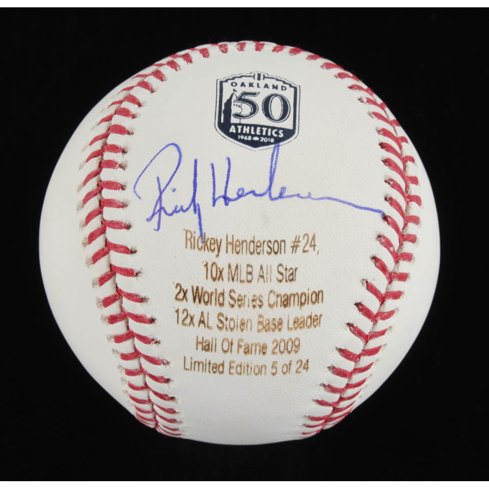 Rickey Henderson Signed LE OML Laser Engraved Baseball (JSA COA ...