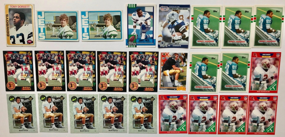 Lot of (26) Football Rookie Cards with (5) Barry Sanders 1989 Topps ...