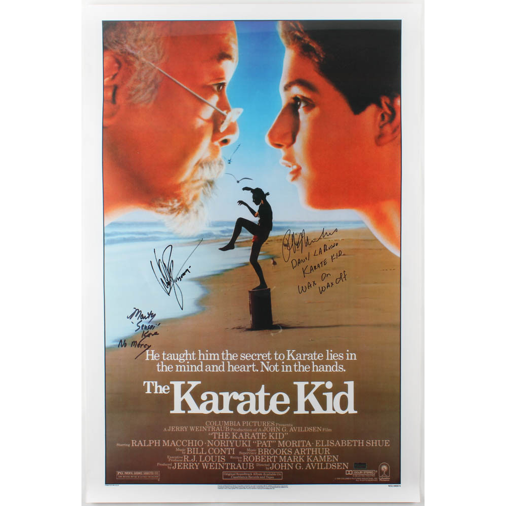 Ralph Macchio, William Zabka & Martin Kove Signed "The Karate Kid" 27x40 Poster With Multiple ...