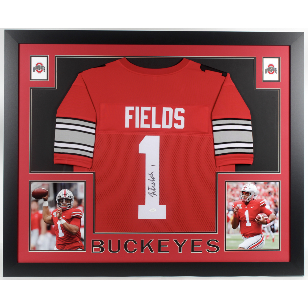 Justin Fields Signed 35x43 Custom Framed Jersey (JSA COA) | Pristine ...