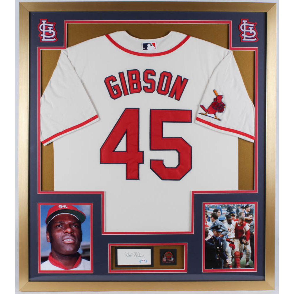 Bob Gibson Signed 32x36 Custom Framed Cut Display With 1964 World