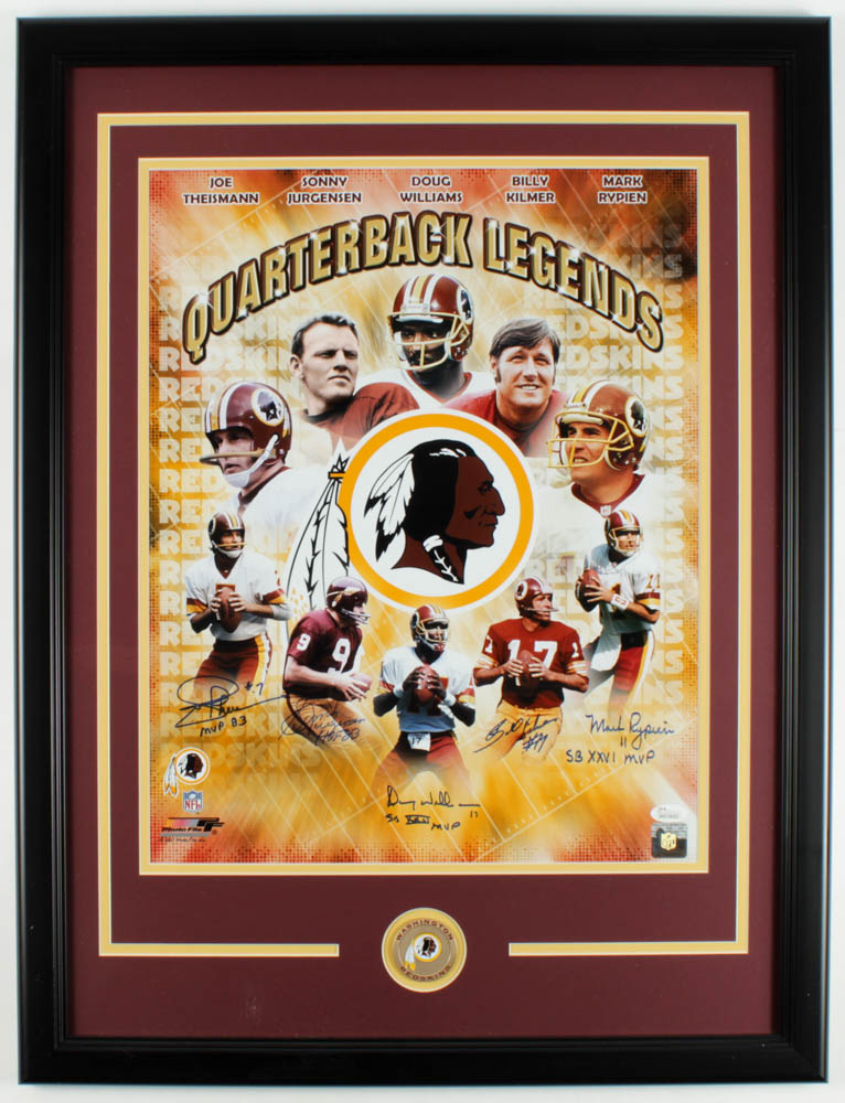 Redskins 22x29.5 Custom Framed Photo Display Signed by (5) with Joe ...
