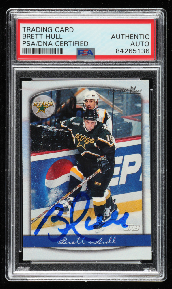 Brett Hull Signed 1999-00 Topps Premier Plus #9 (PSA Encapsulated ...